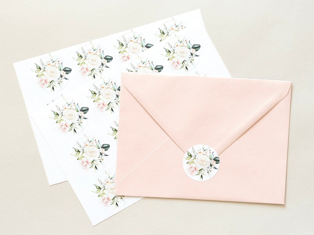 Floral Stickers, 48 Stickers, Wedding Envelope Stickers, Invitation ...