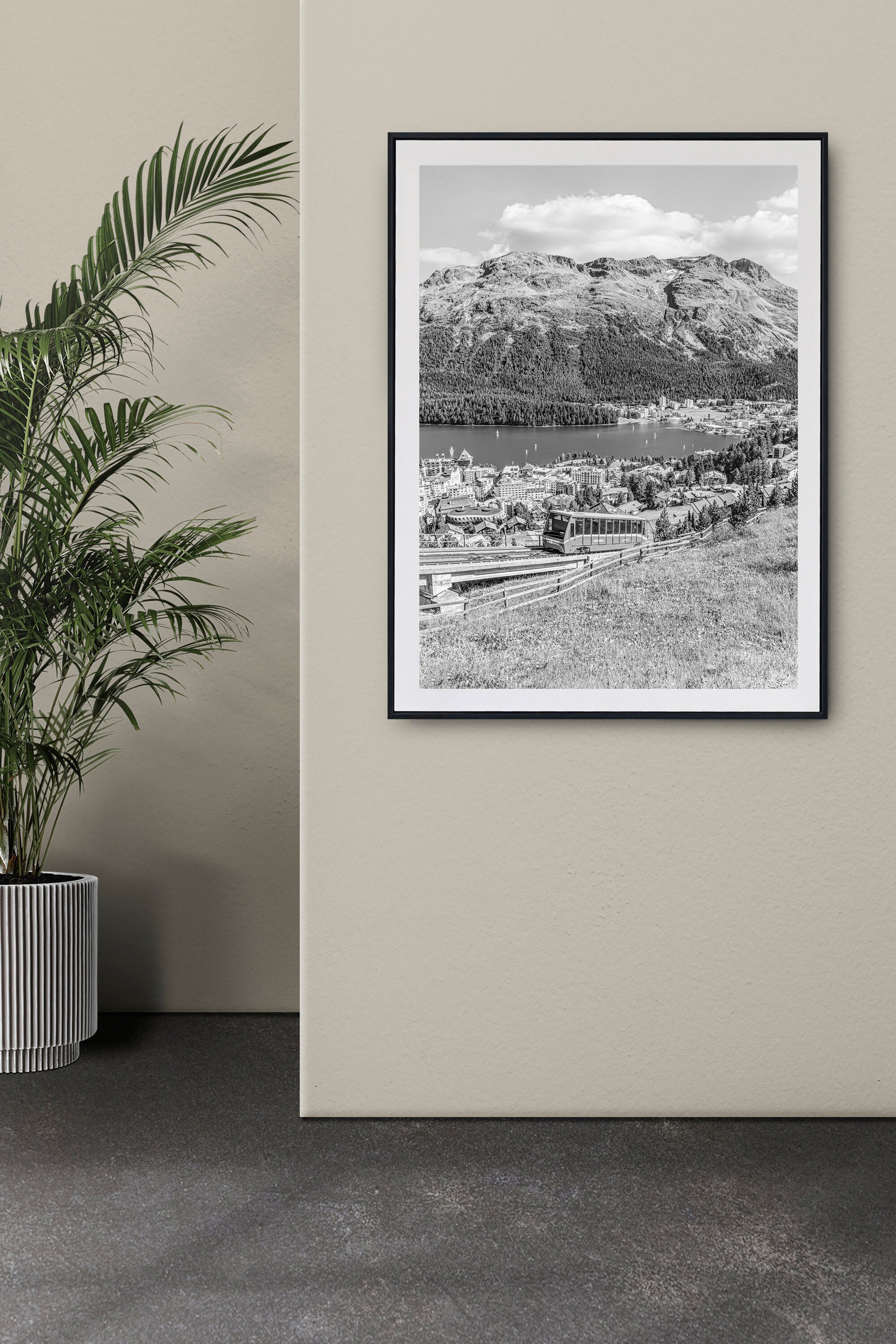 Chantarella Funicular St Moritz Photo Print, Engadine Pictures, Black ...