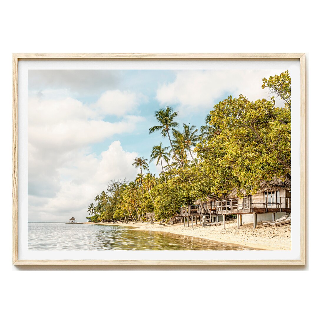 Palm Trees Beach Art Print, Bora Bora Island Photo Print, Polynesia Art ...