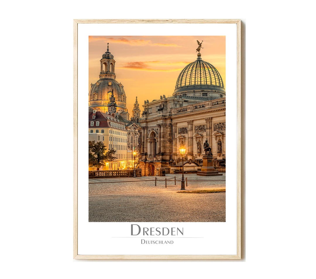 Dresden Poster Old Town at Sunset – Frauenkirche & Academy of Fine Arts ...