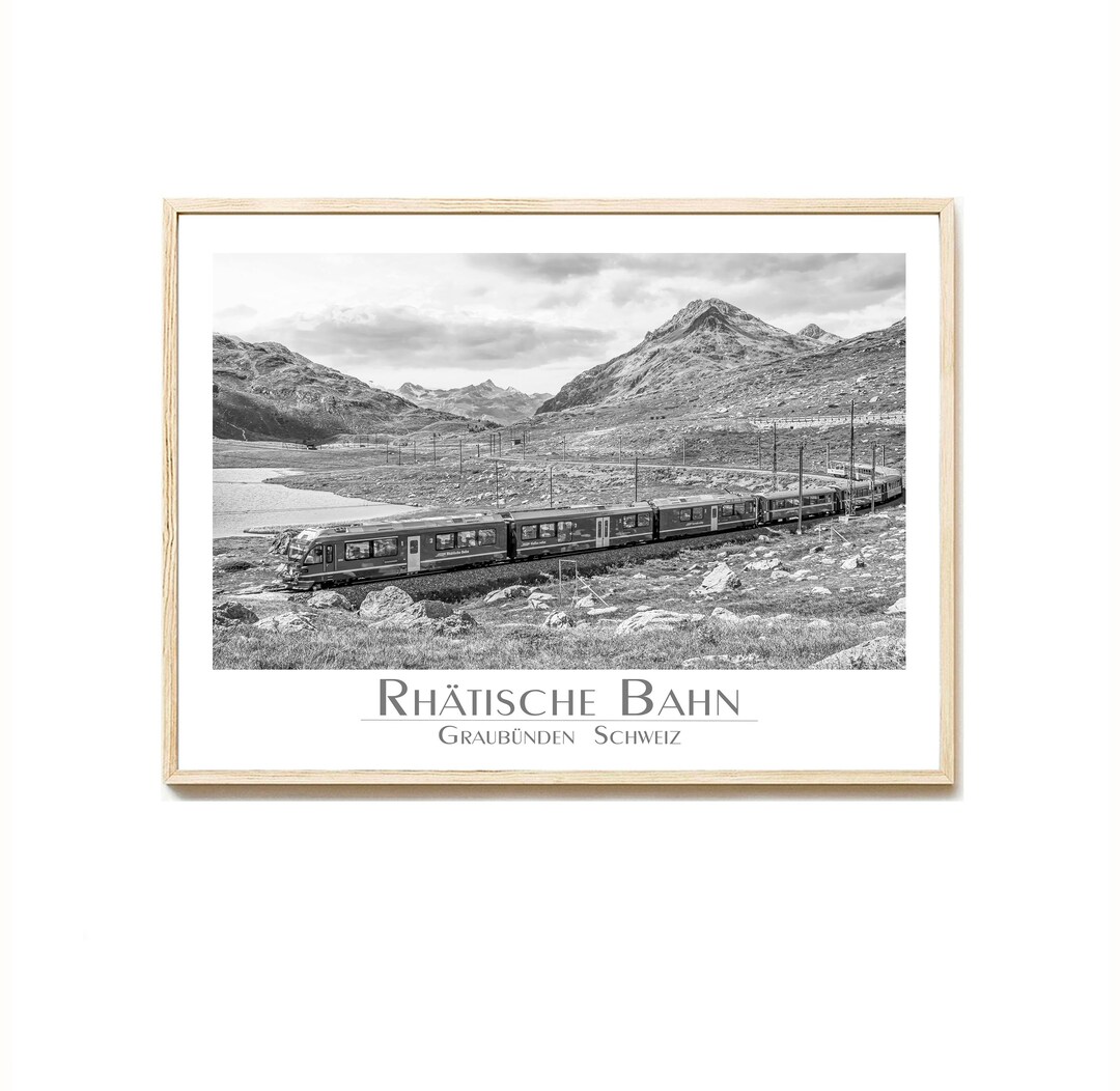 Rhaetian Railway Photo Poster, Bernina Pass Print, Black White Poster ...