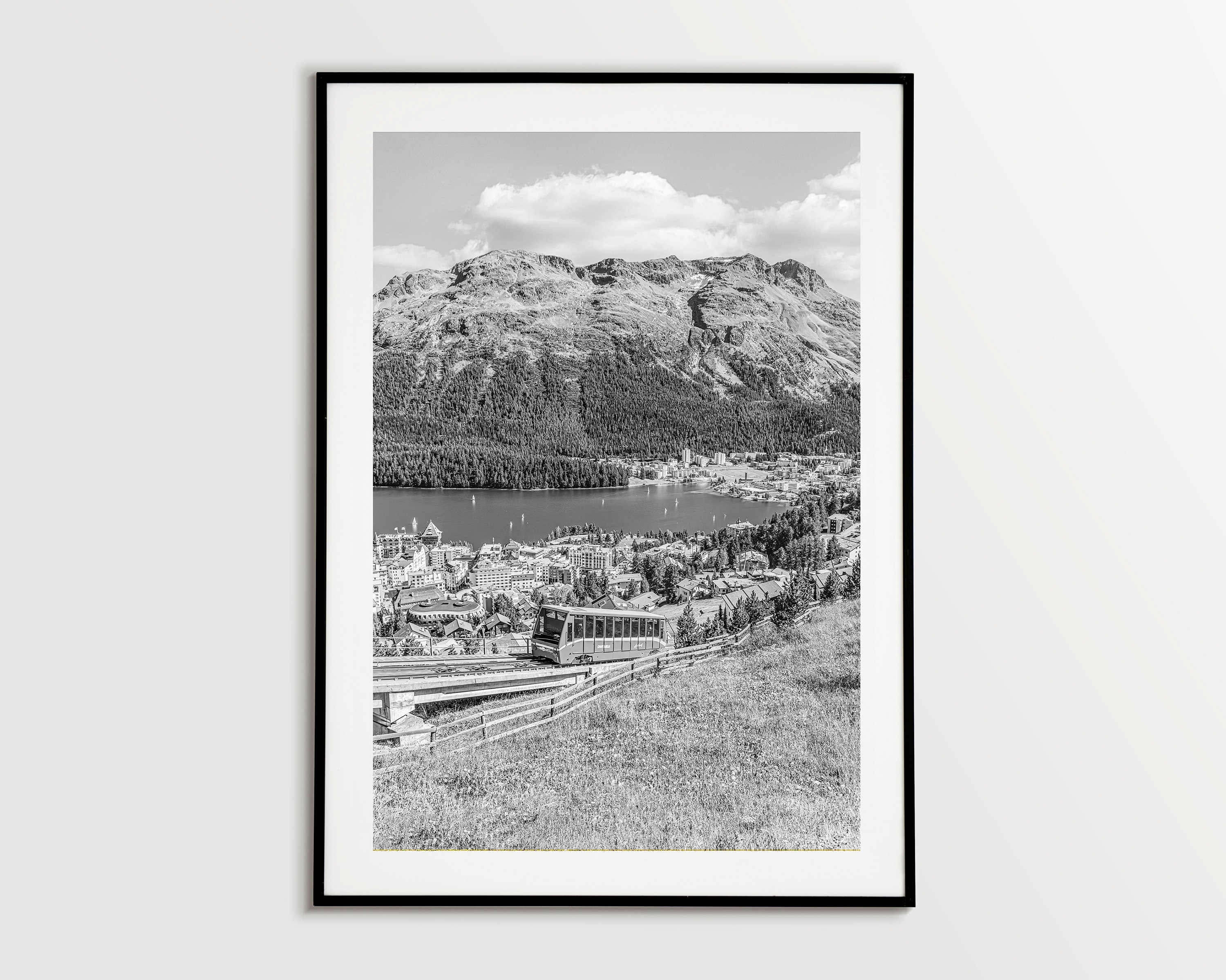 Chantarella Funicular St Moritz Photo Print, Engadine Pictures, Black ...