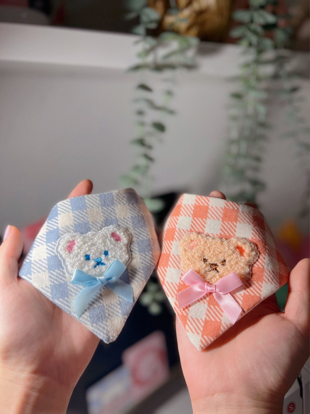 Couple Teddy Bear Pet Bandanas | Dog Bandana | Cat Accessories | Blue ...