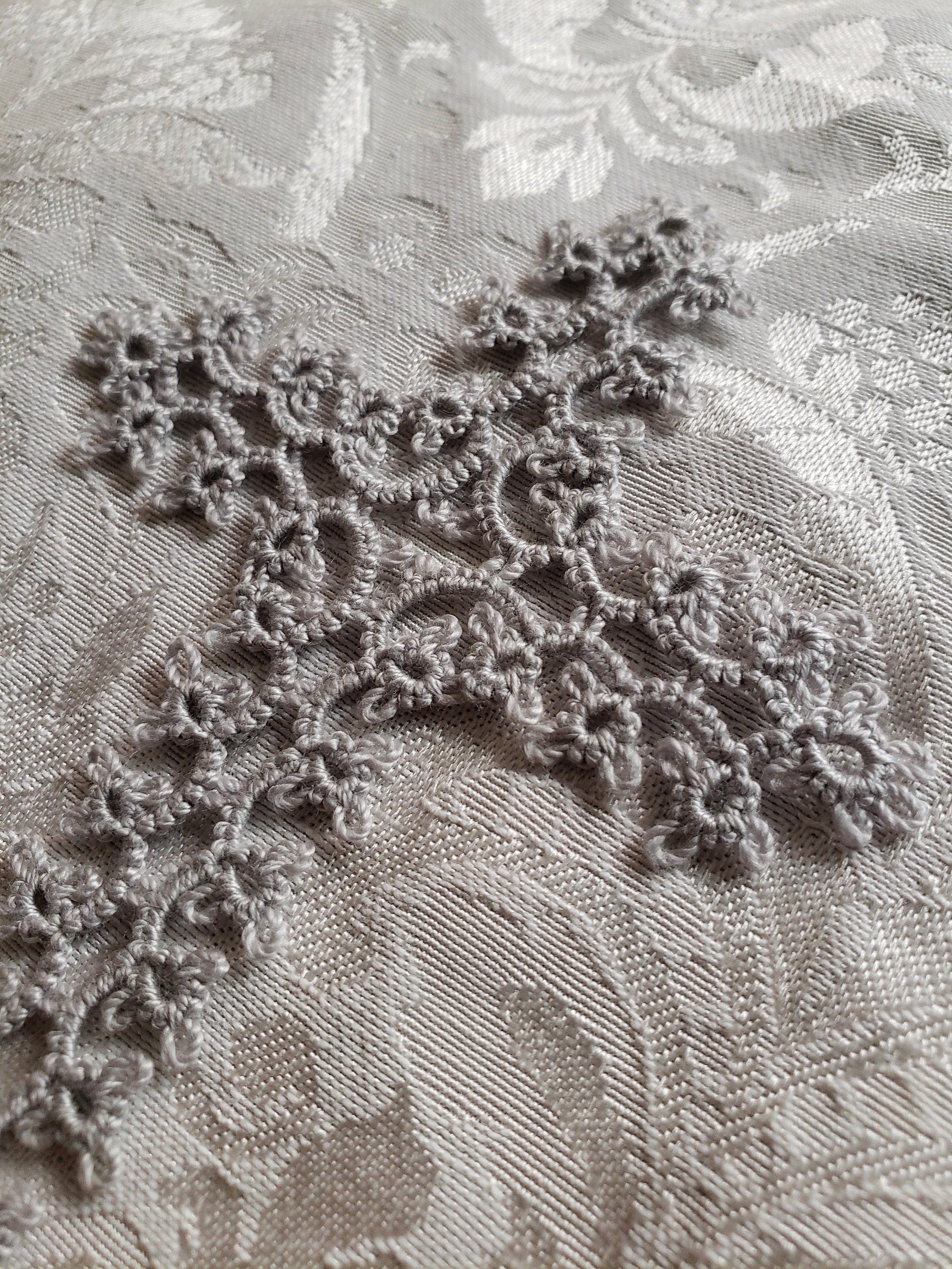 Lacy Cross Tatted Bookmark (gray) - Etsy