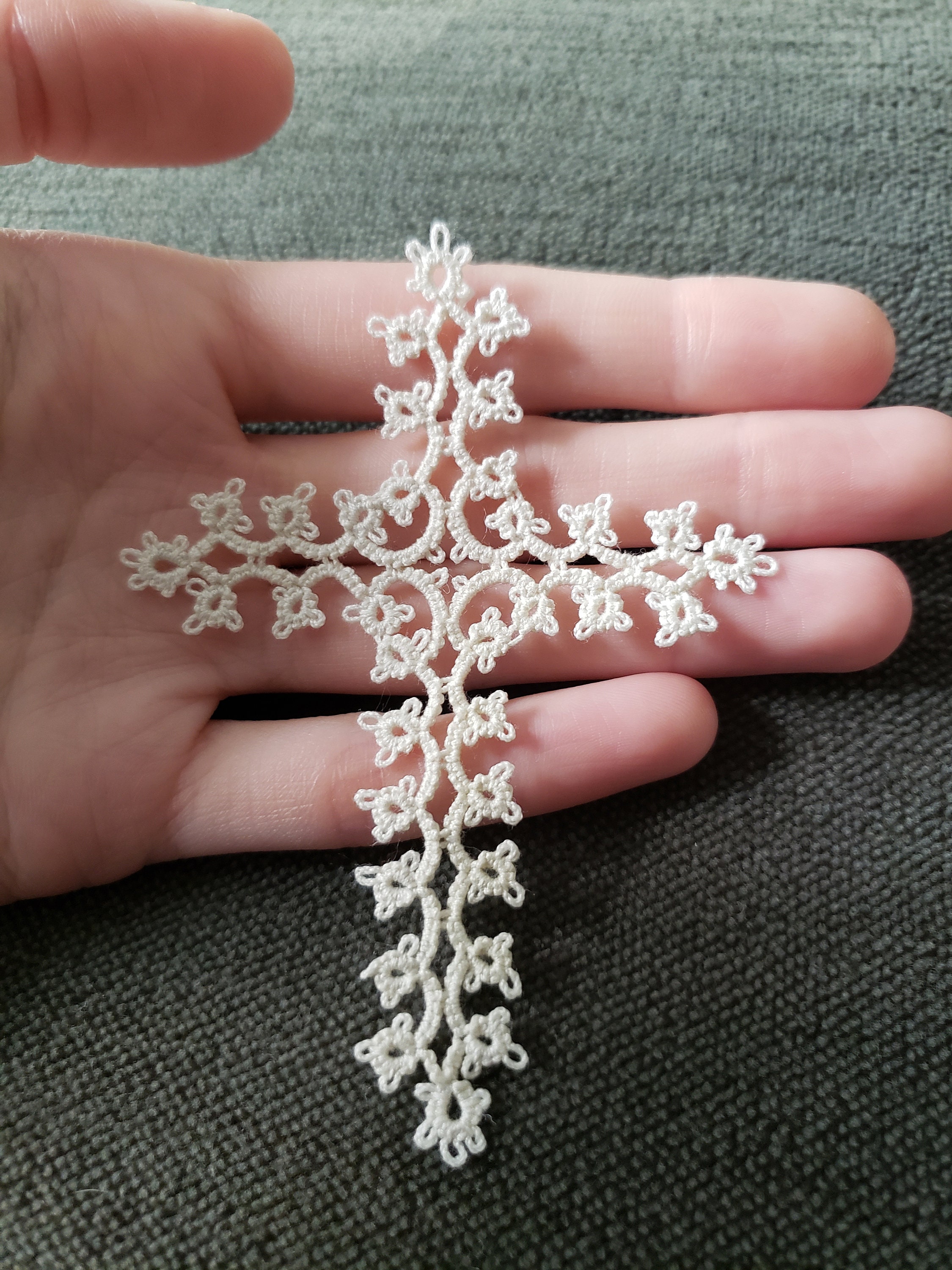 Lacy Cross Motif cream - Etsy