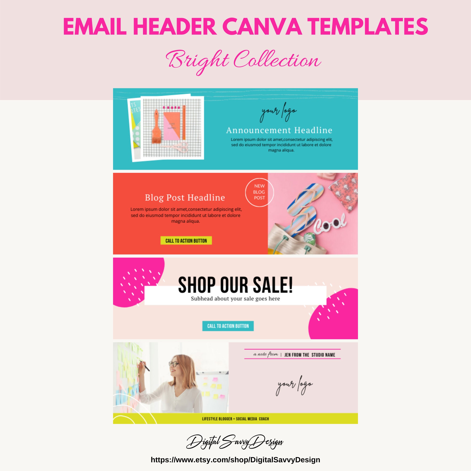 Email Header Template Canva TemplateEmail Signature Website | Etsy