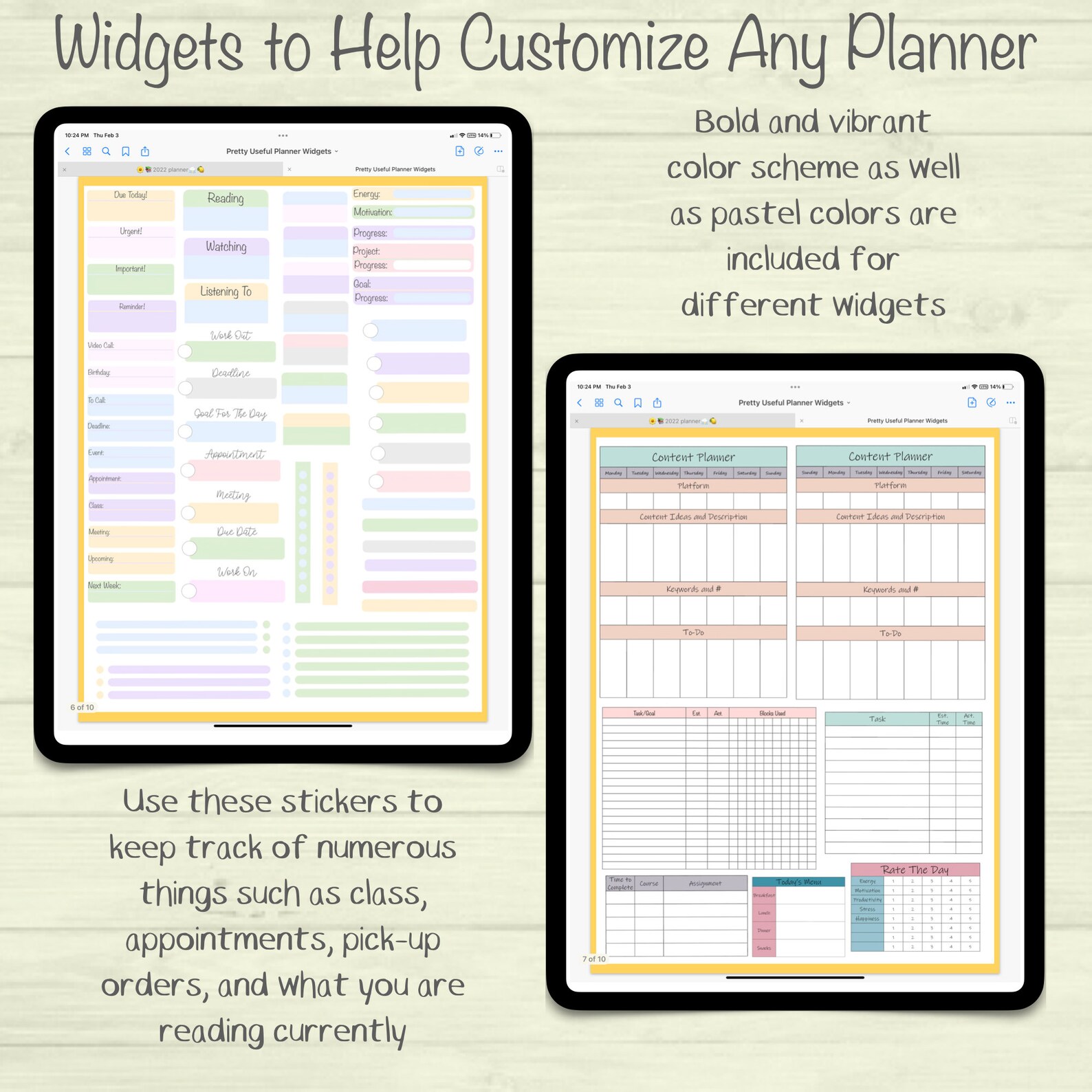 Digital Planner Widgets and Stickers- Goodnotes, PNG- Functional and ...