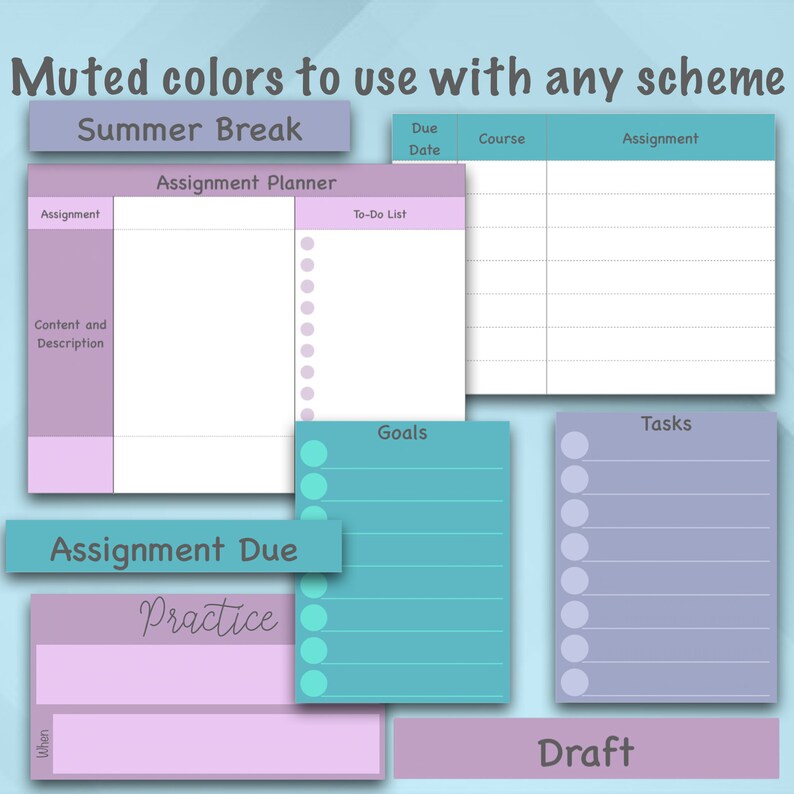 Muted Student and College Digital Stickers and Digital Widgets - Etsy