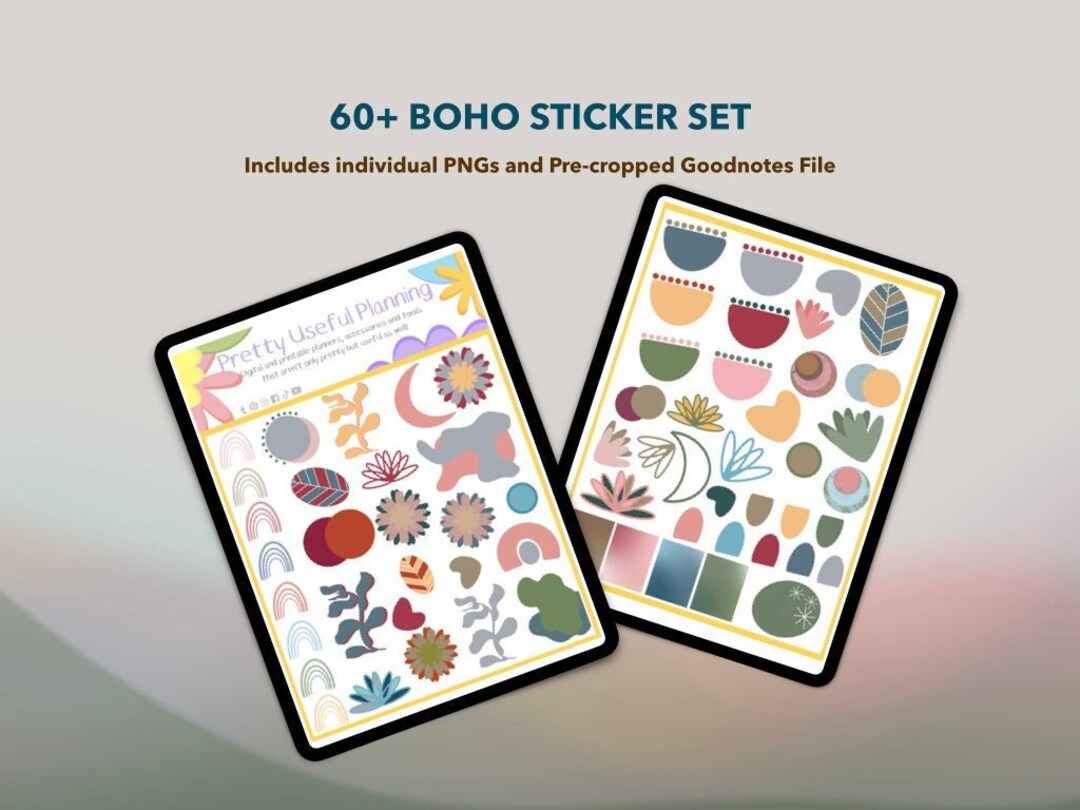 Boho Digital Stickers, Goodnotes Stickers, Pngs, - Etsy