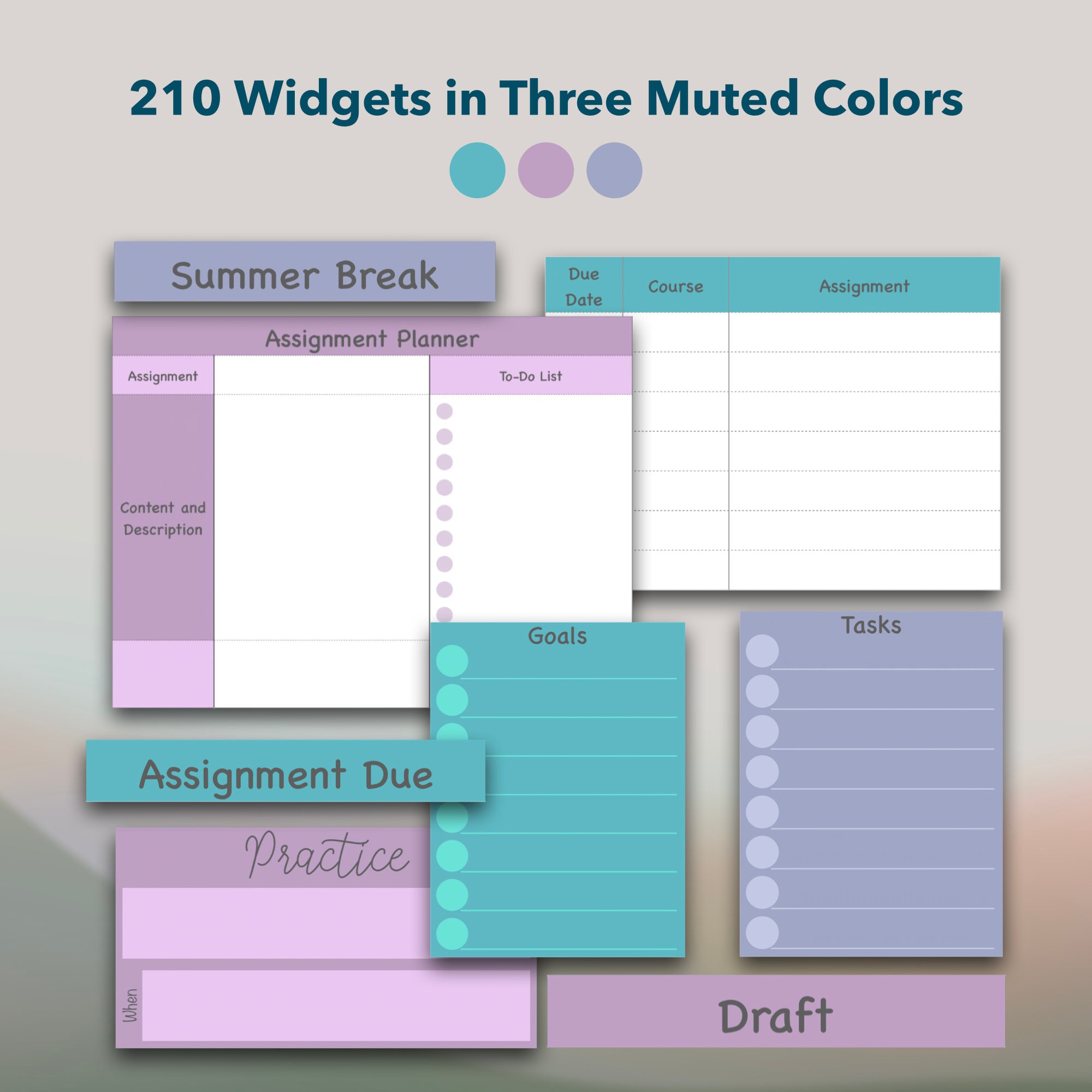 Muted Student and College Digital Stickers and Digital Widgets for ...