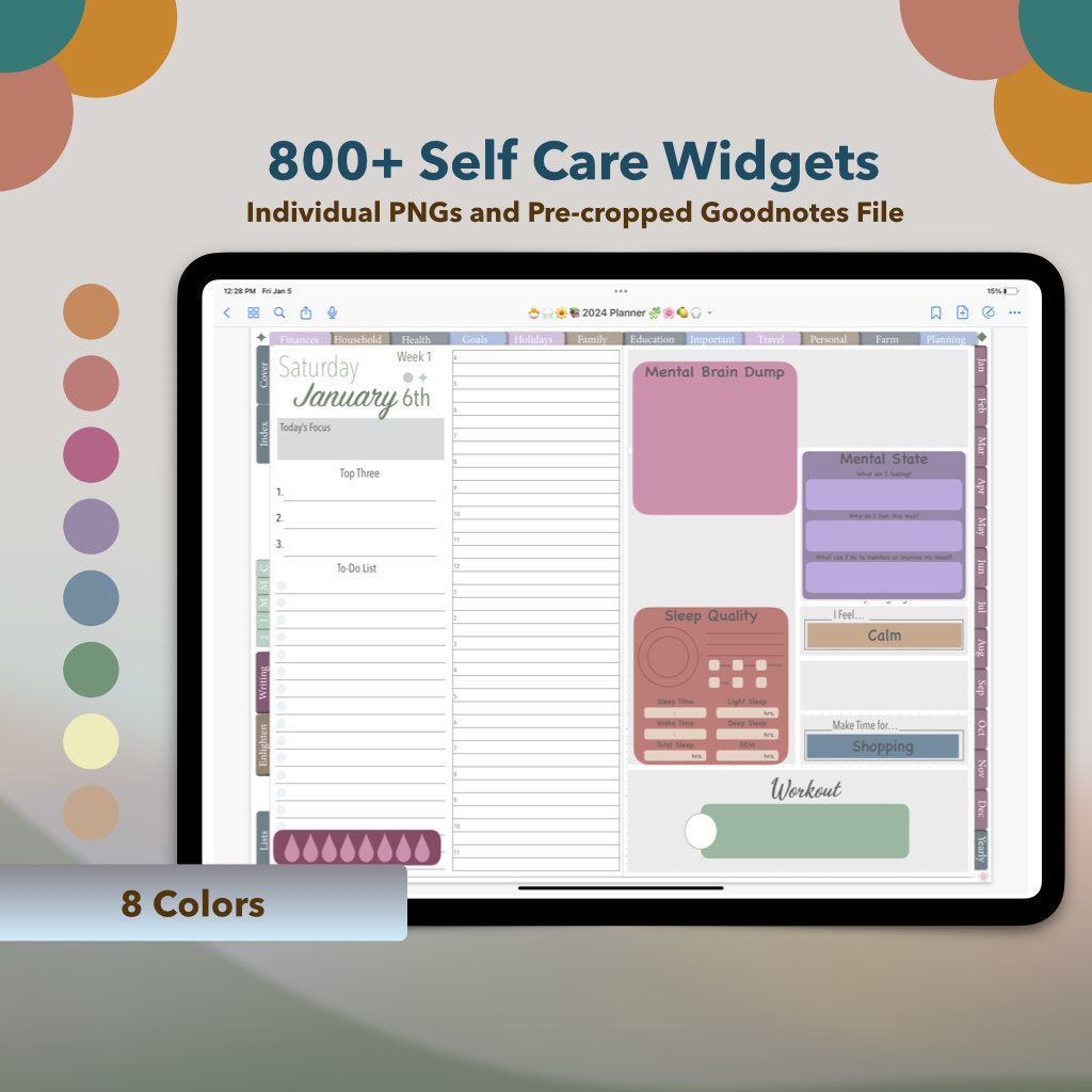 Self Care Digital Widgets, Digital Stickers, Goodnotes Stickers ...