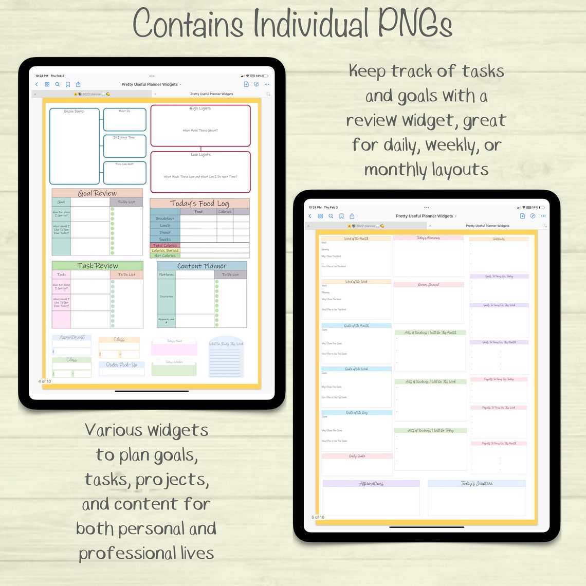 Digital Planner Widgets and Stickers- Goodnotes, PNG- Functional and ...