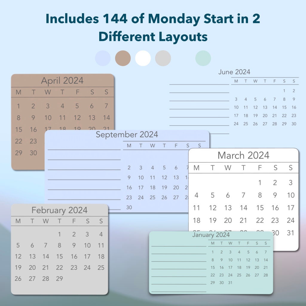 2024 Calendar Digital Widgets, Digital Stickers - Etsy