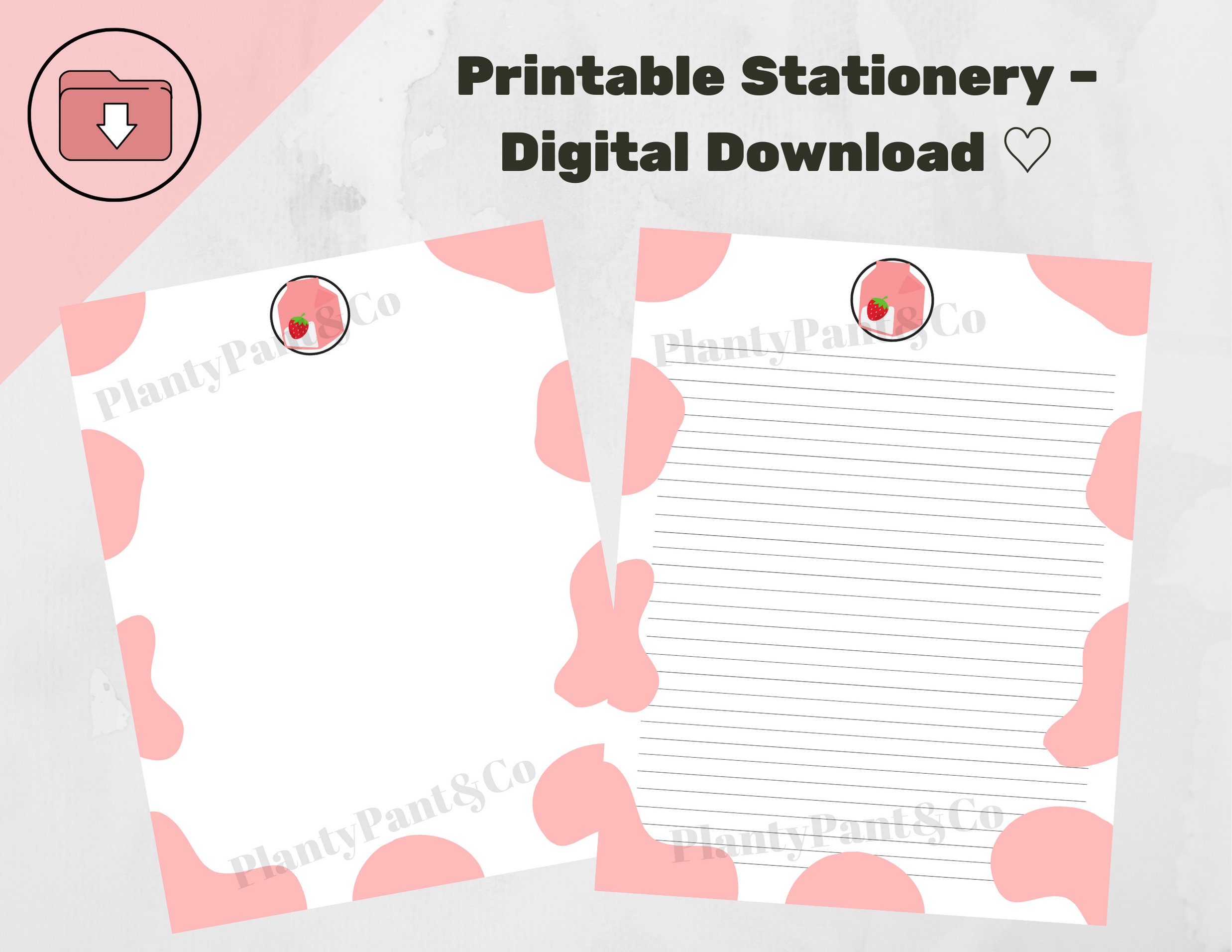 Printable Strawberry Cow Stationery – Instant Download for Letter ...