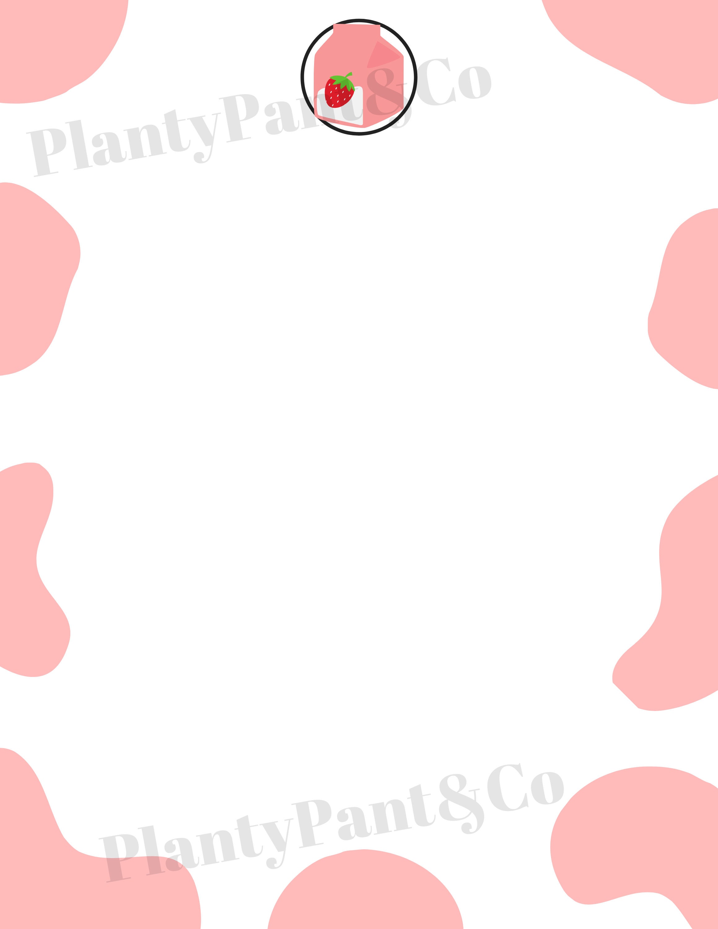 Printable Strawberry Cow Stationery – Instant Download for Letter ...