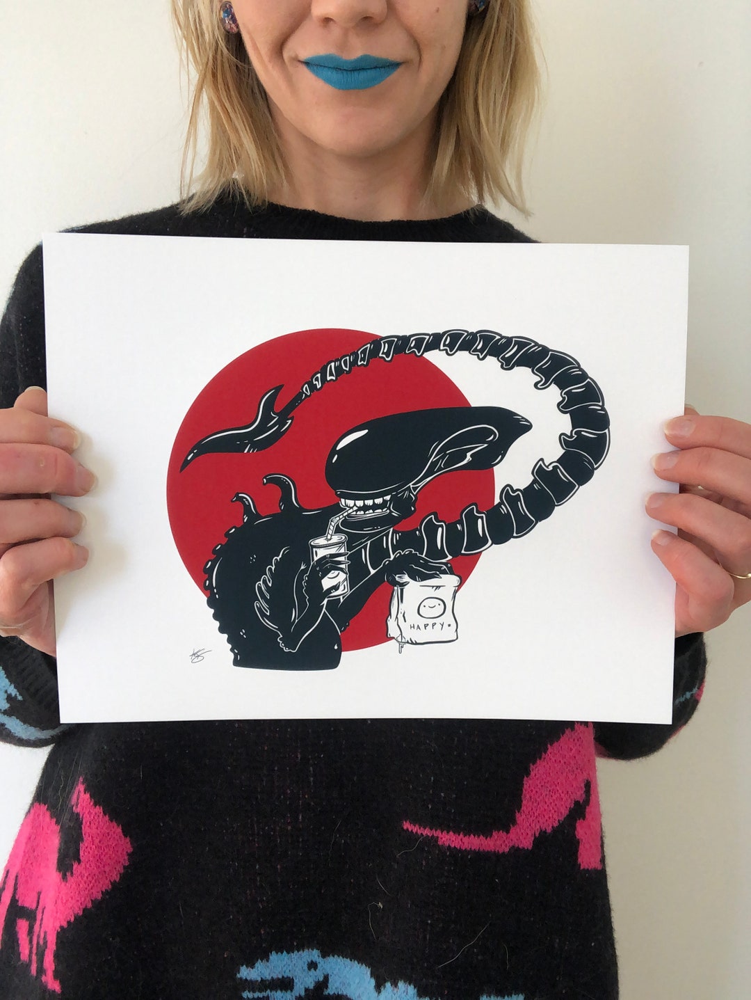 Cartoon Alien Xenomorph Print - Etsy