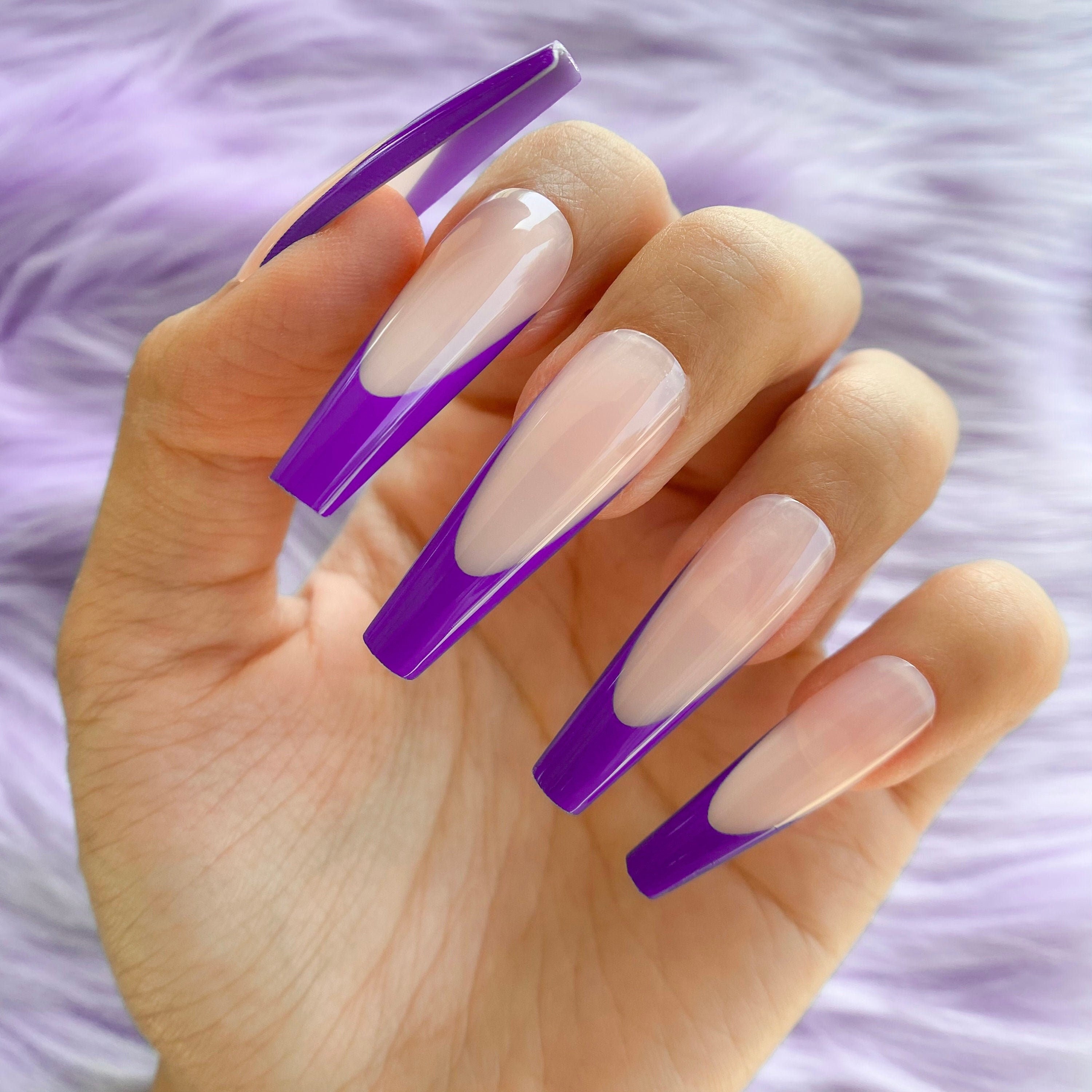 Purple French Manicure Ideas