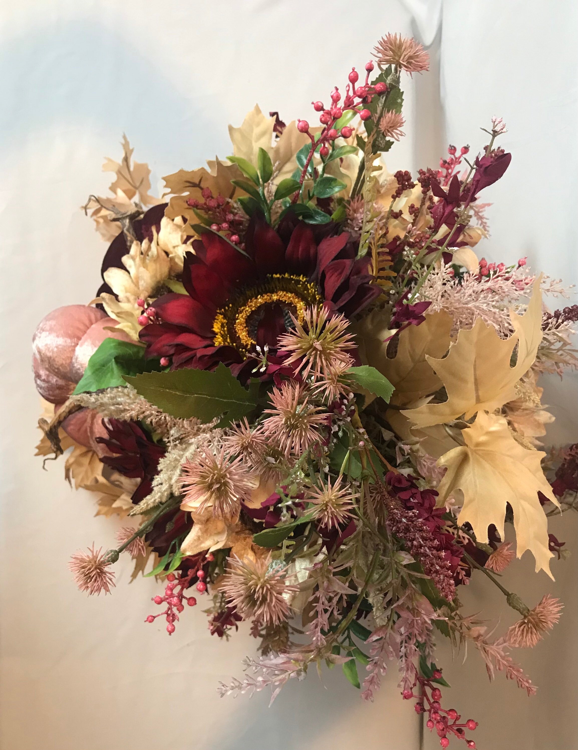 Boho Fall Arrangement, Fall Table Decor, Pumpkin Table Arrangement ...