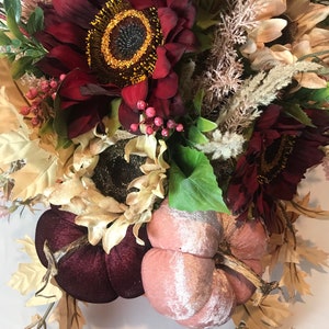 Boho Fall Arrangement, Fall Table Decor, Pumpkin Table Arrangement ...