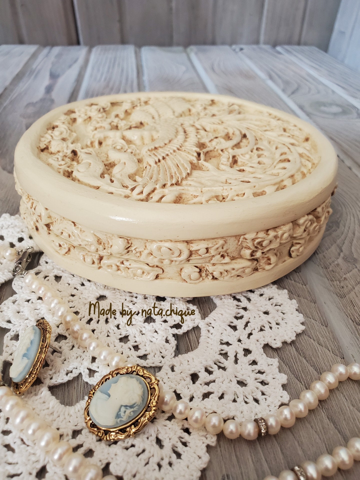 The Stylish and Gorgeous Imitation-Ivory Jewelry Box | Etsy