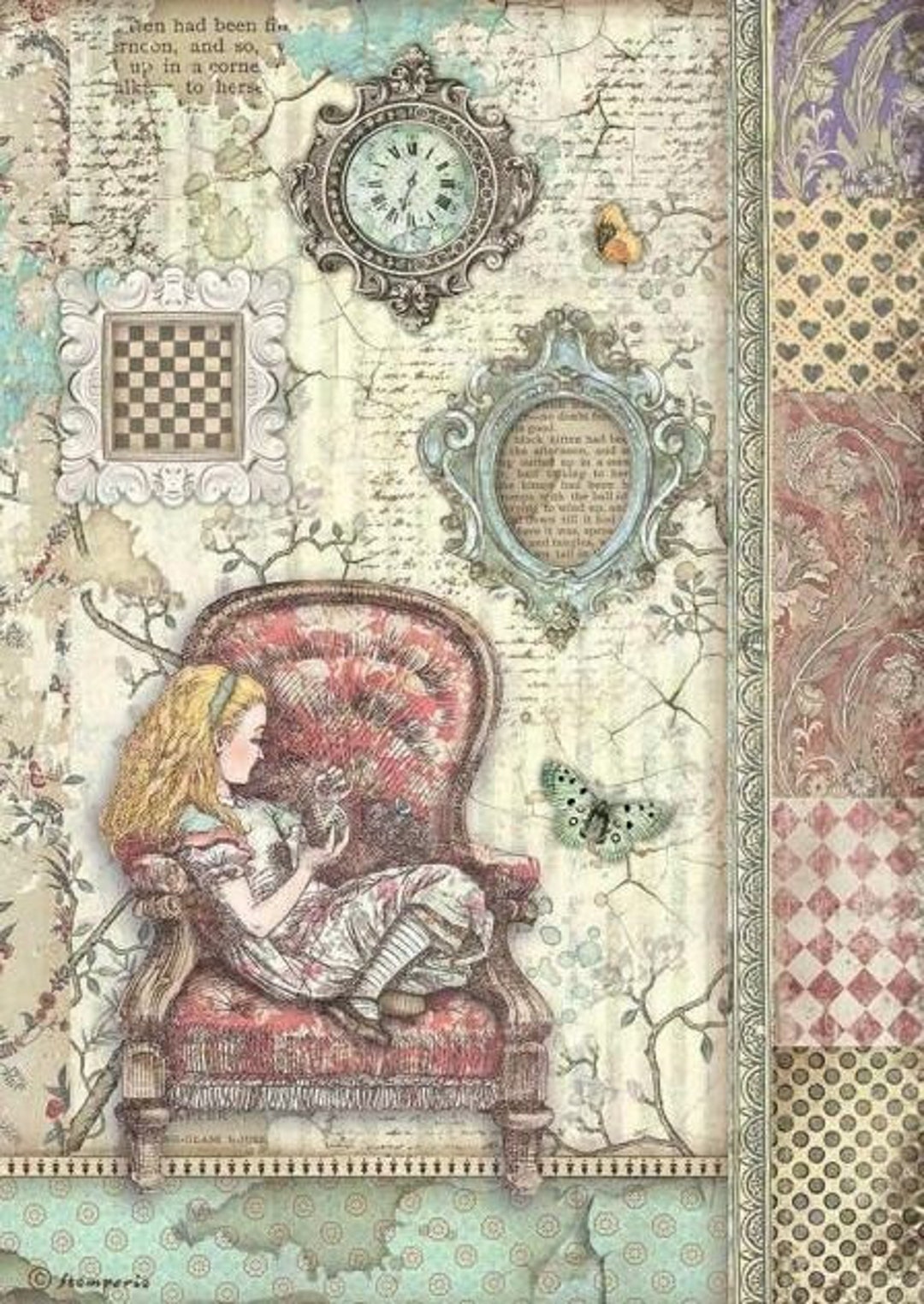 Decoupage Rice Paper - Alice in Wonderland - Stamperia - A4 ...