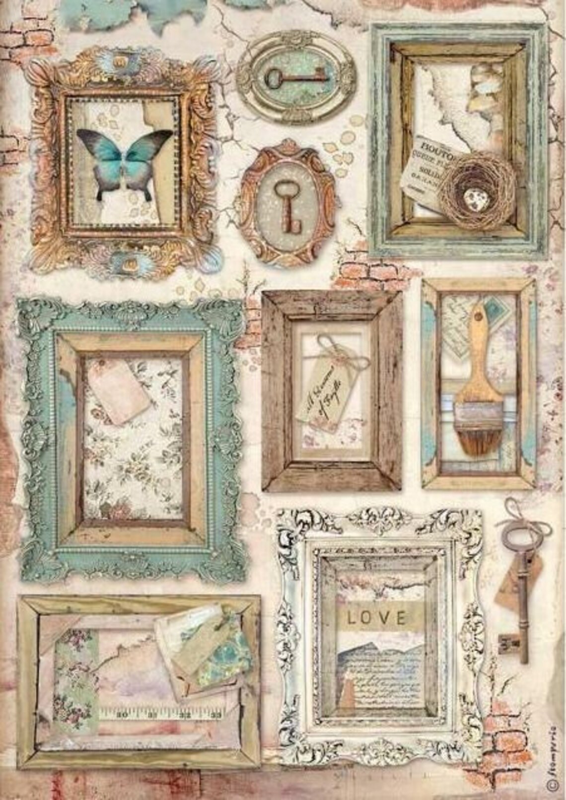 Backgrounds & Frames A4 Rice Paper Stamperia Rice Paper - Etsy