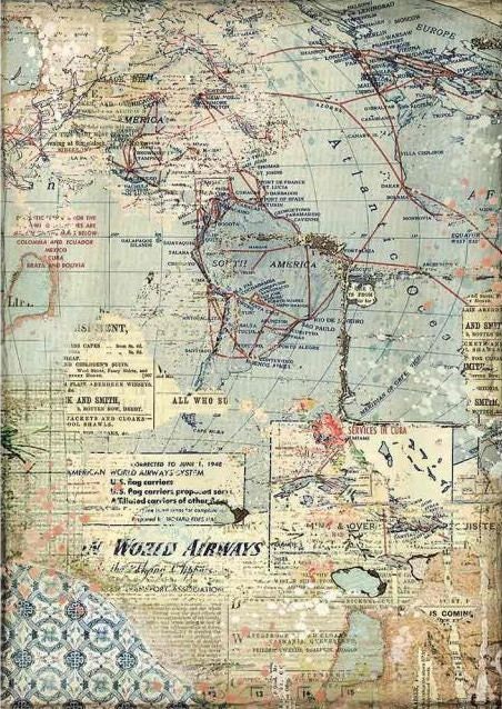 Around the World A4 Rice Paper Stamperia Rice Paper Decoupage Rice ...