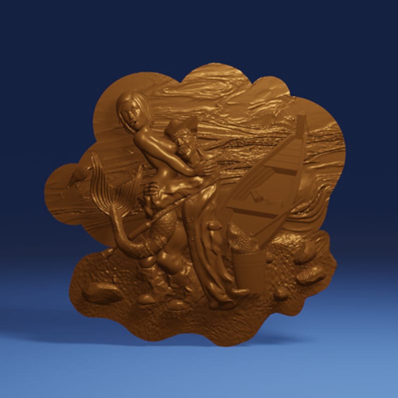 Fisherman Hug Mermaid 3D STL Model: CNC Router Engraver File (digital ...