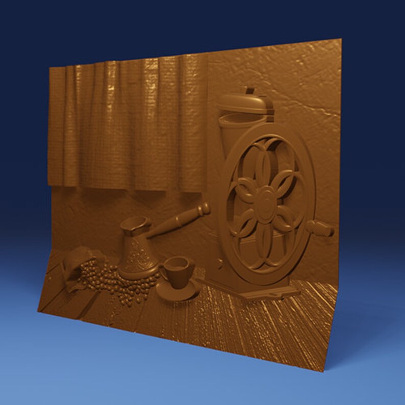 Coffee Motif, 3D STL Model, CNC Router Engraver, Artcam, Aspire, CNC ...