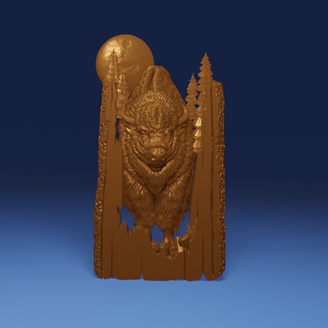 Bison, 3D STL Model, CNC Router Engraver, Artcam, Aspire, CNC Files ...