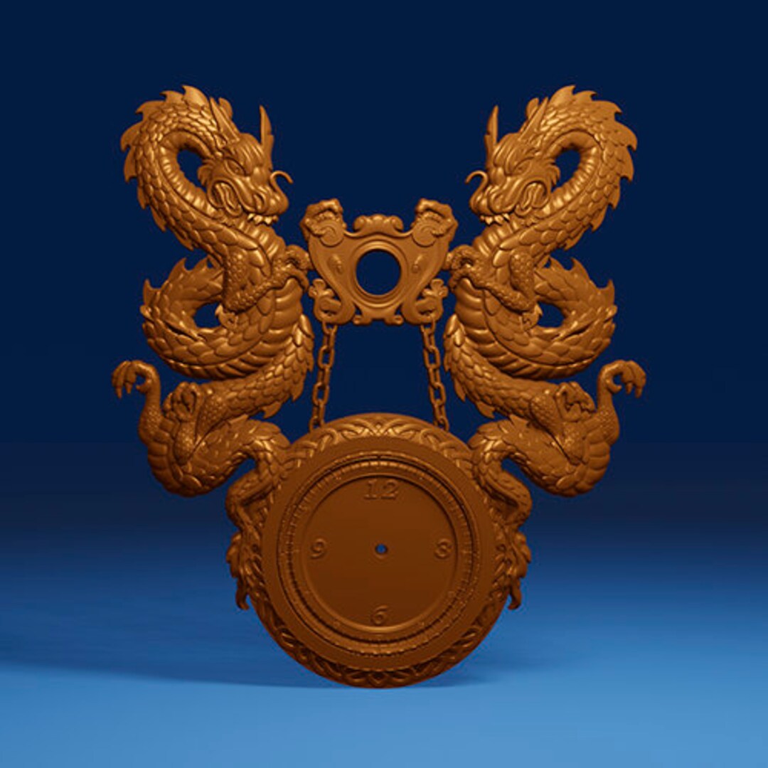 Dragon Clock, 3D STL Model, CNC Router Engraver, Artcam, Aspire, CNC ...