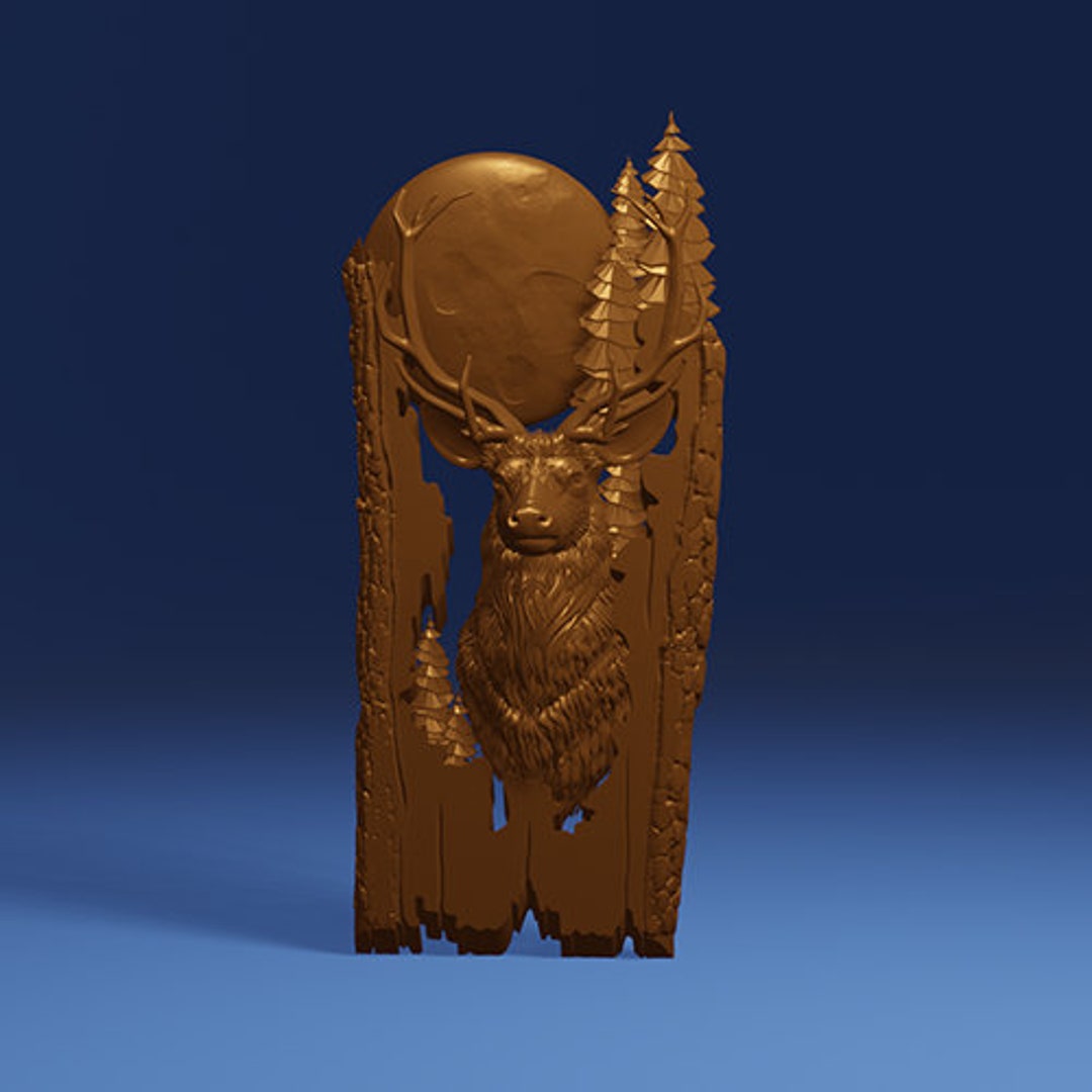 Deer Moon 3d Stl Model Cnc Router Engraver Artcam Aspire Cnc Files