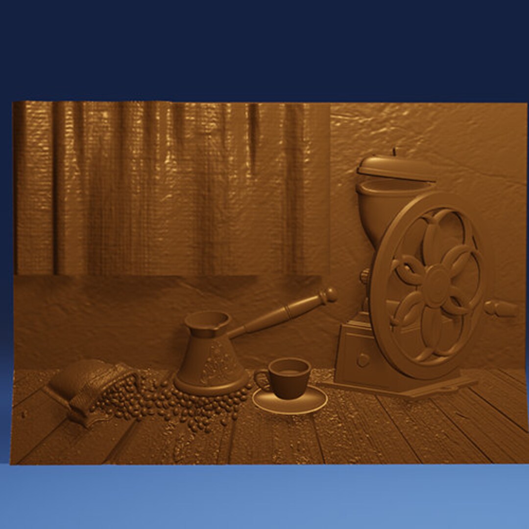 Coffee Motif, 3D STL Model, CNC Router Engraver, Artcam, Aspire, CNC ...