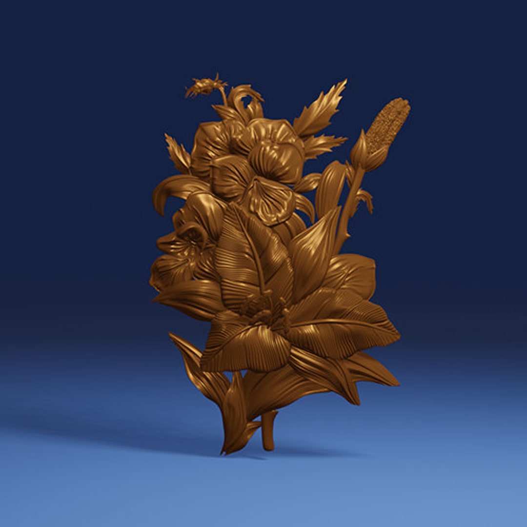 Flowers Bouquet, 3D STL Model, CNC Router Engraver, Artcam, Aspire, CNC ...