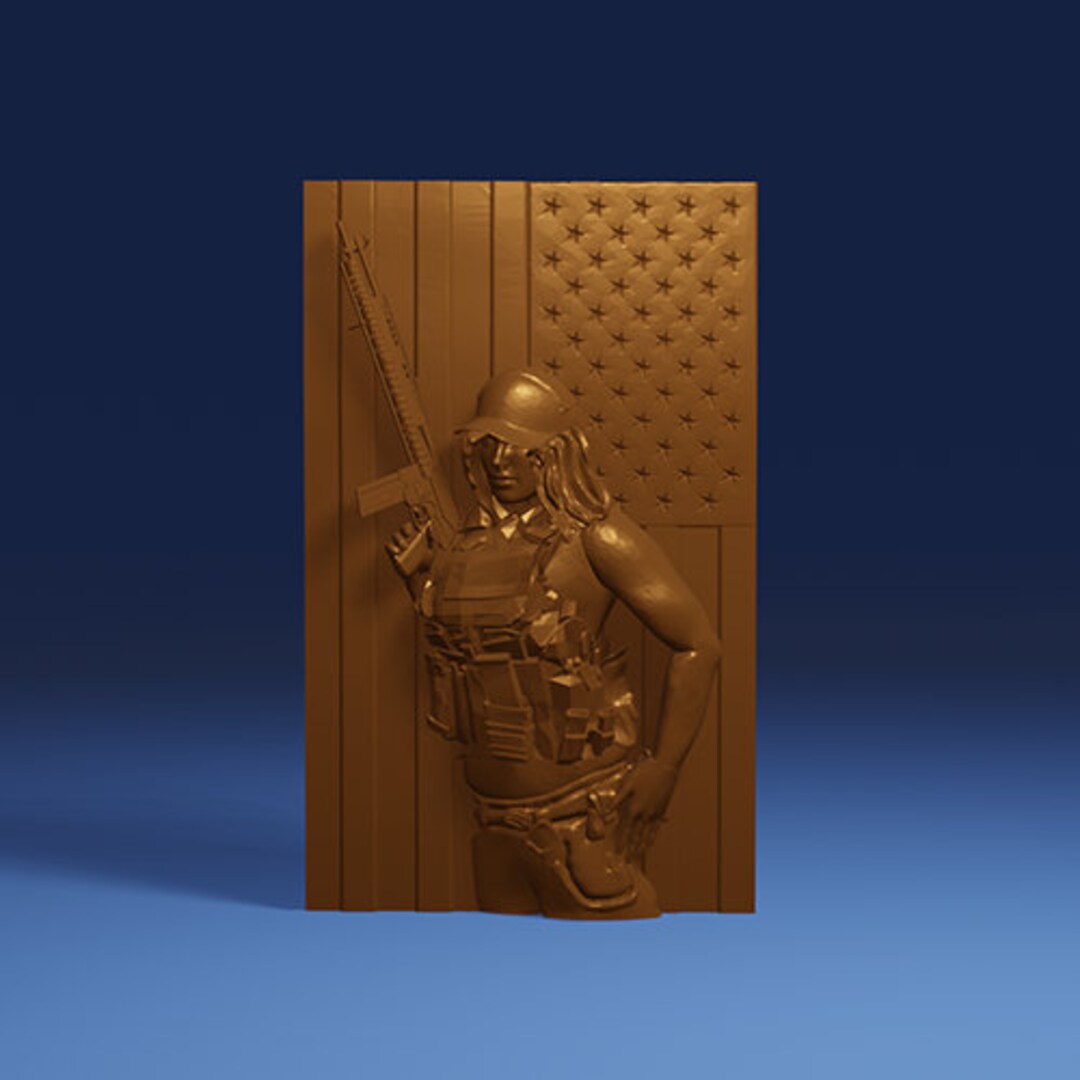 Female Us Soldier, 3D STL Model, CNC Router Engraver, Artcam, Aspire ...