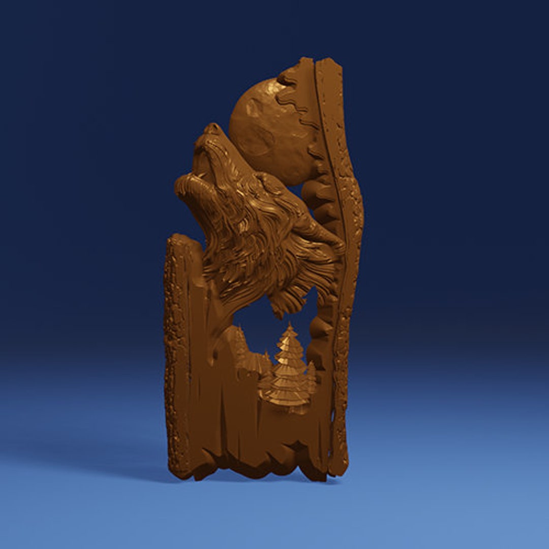 Wolf Moon 3d Stl Model Cnc Router Engraver Artcam Aspire Cnc Files
