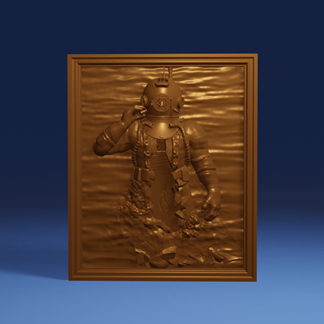 Diver, 3D STL Model, CNC Router Engraver, Artcam, Aspire, CNC Files ...