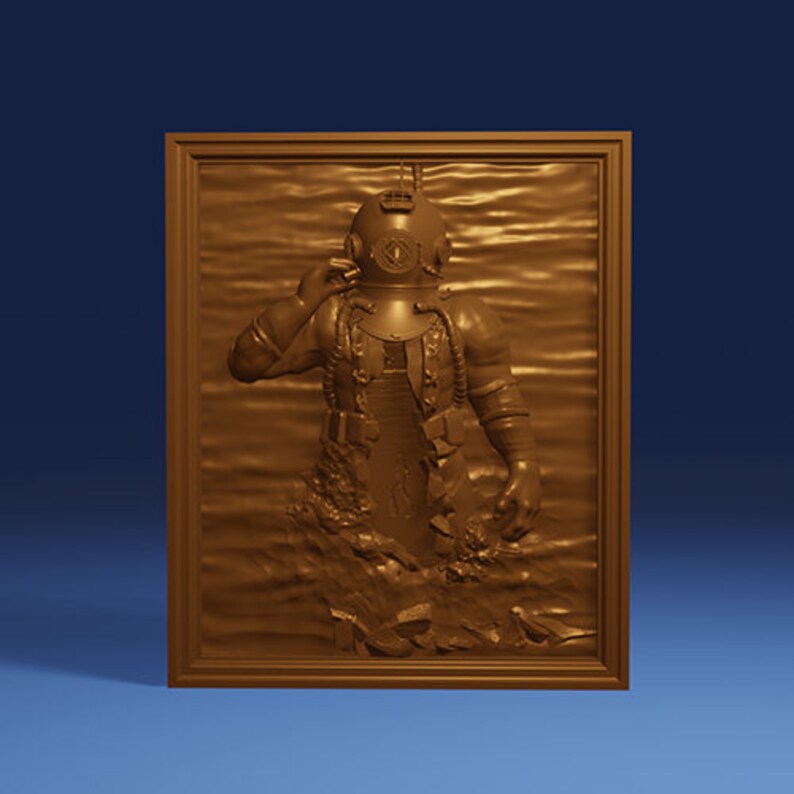 Diver 3d Stl Model Cnc Router Engraver Artcam Aspire Cnc Etsy