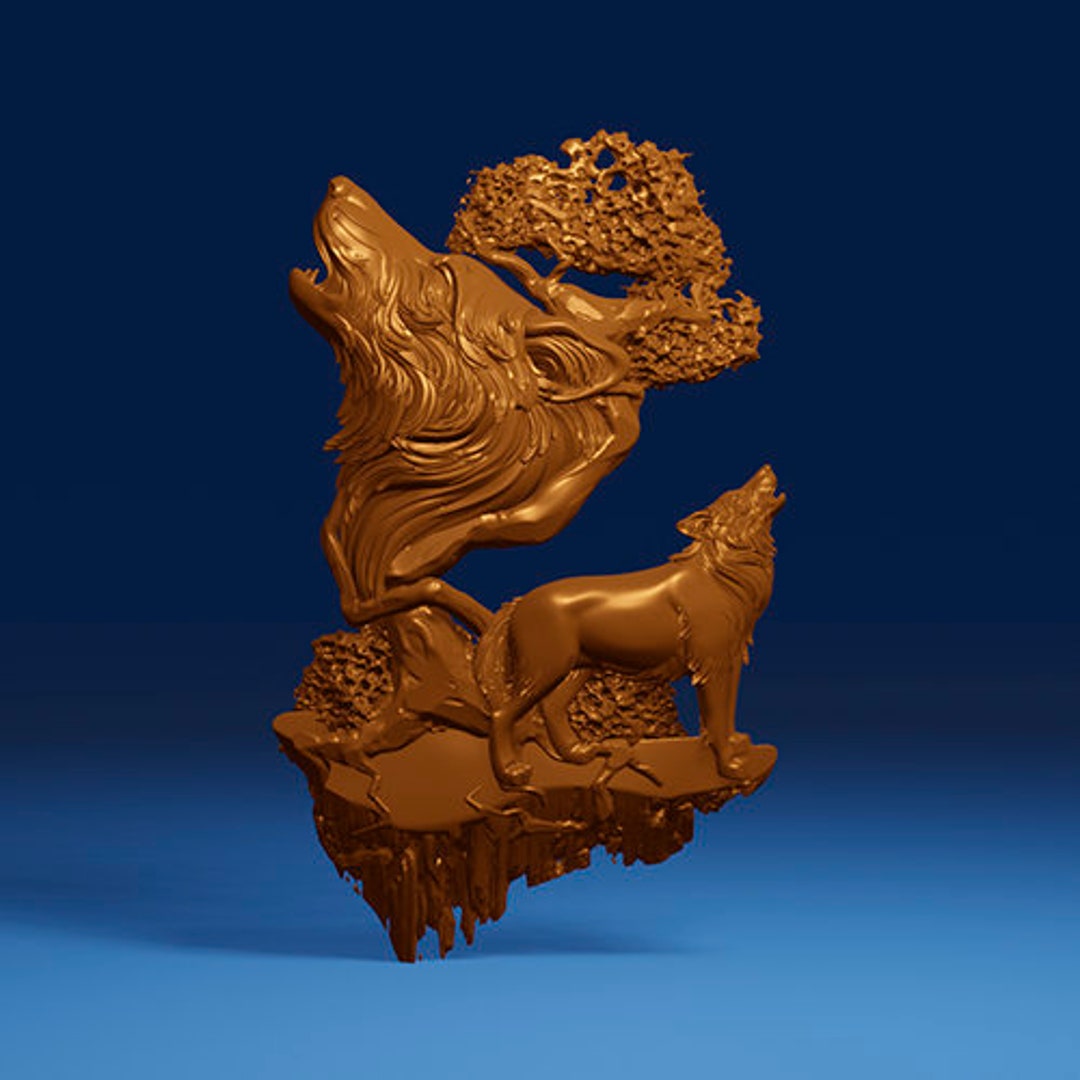 Wolf, 3D STL Model, CNC Router Engraver, Artcam, Aspire, CNC Files ...