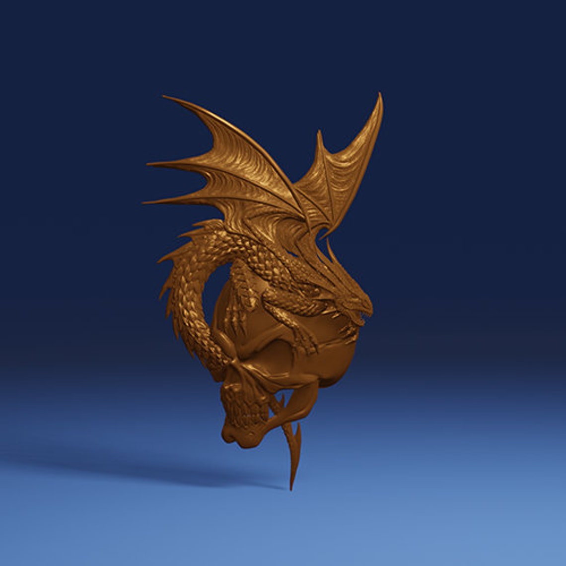 Dragon on Skull 3D STL Model CNC Router Engraver Artcam - Etsy