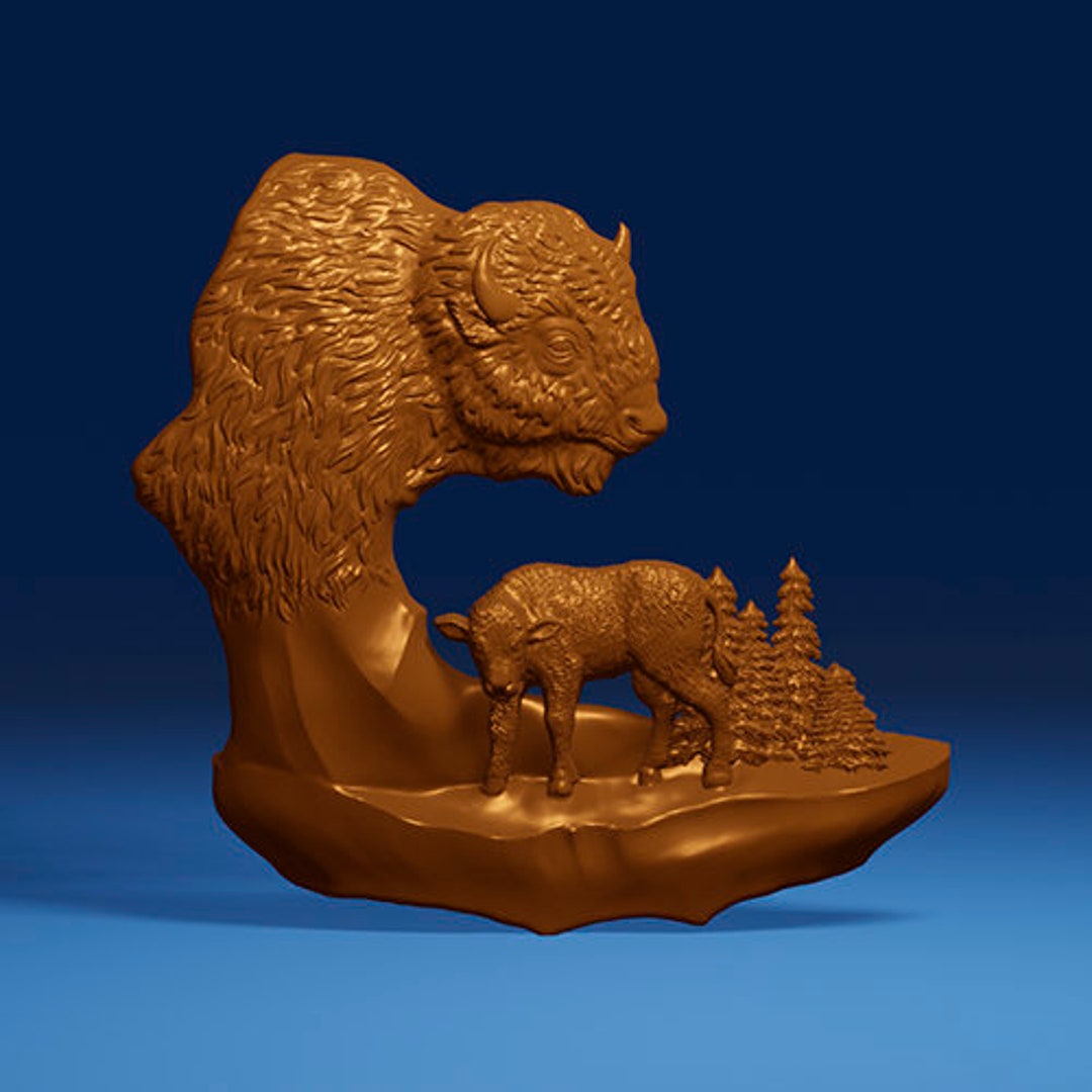 Buffalo, 3D STL Model, CNC Router Engraver, Artcam, Aspire, CNC Files ...