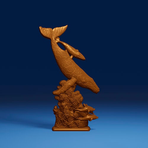 Whale and Dolphin, 3D STL Model, CNC Router Engraver, Artcam, Aspire ...