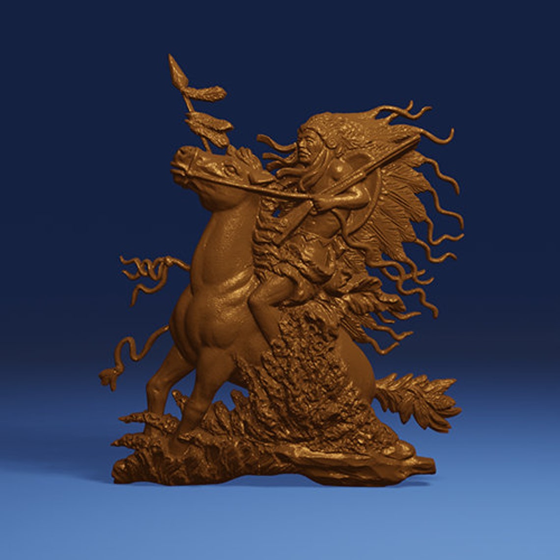 Indian on A Horse, 3D STL Model, CNC Router Engraver, Artcam, Aspire ...