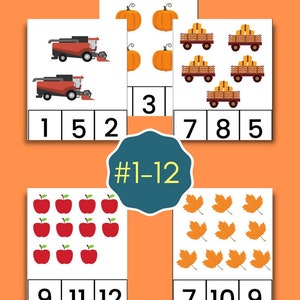 Fall Count Clip Cards, Montessori Math Printable, Homeschooling ...