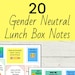 Gender Neutral Lunch Box Notes - 20 Lunchbox Notes for Kids, Printable ...