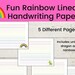 Rainbow Lined Paper With Picture Box, Handwriting Paper With Picture ...