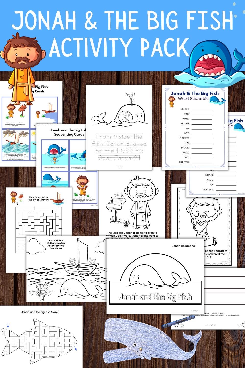 Jonah and the Big Fish Bible Story, Jonah Activities and Games, Jonah ...