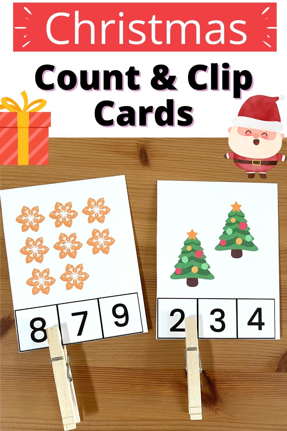 Christmas Count Clip Cards, Montessori Math Printable, Homeschooling ...