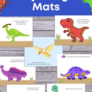 7 Dinosaur Play Dough Mats, Printable Dinosaurs Play Dough Mat, Dino ...