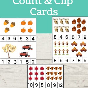 Fall Count Clip Cards, Montessori Math Printable, Homeschooling ...